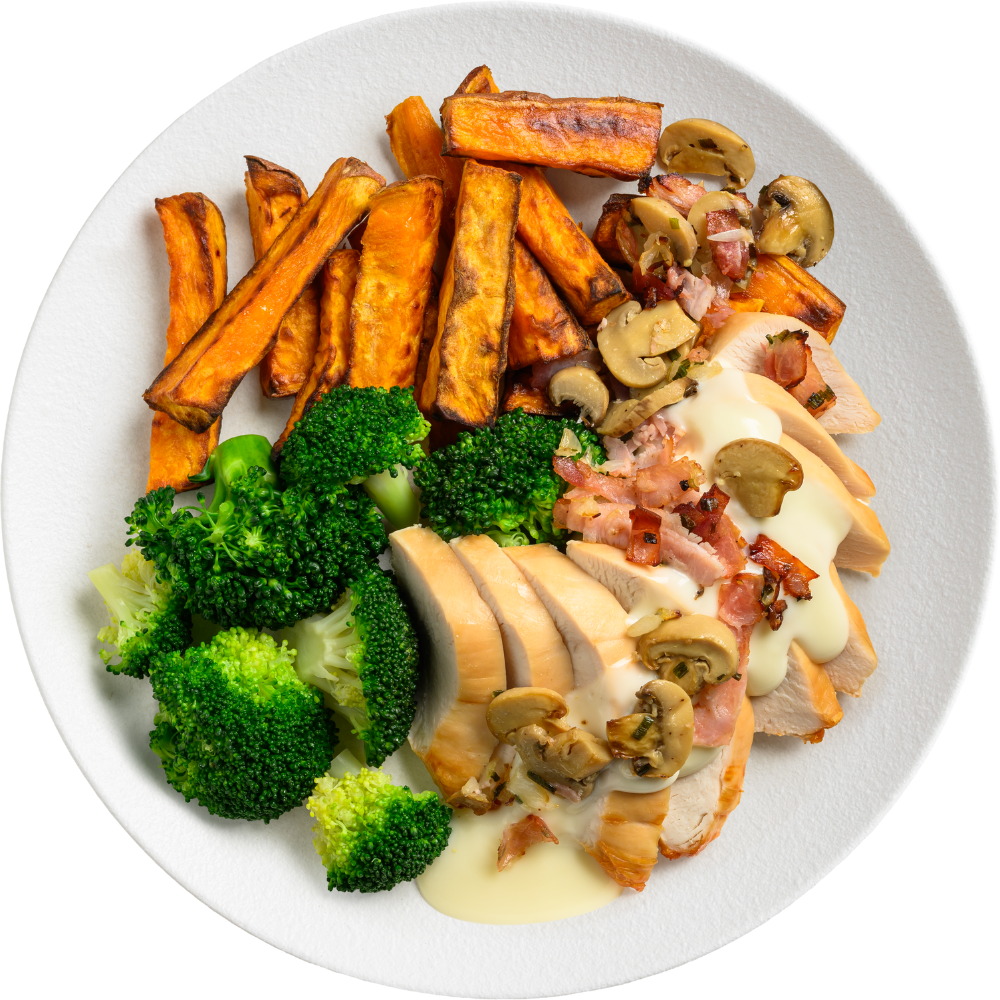 Chicken And Mushroom Boscaiola With Broccoli And Sweet Potato Youfoodz