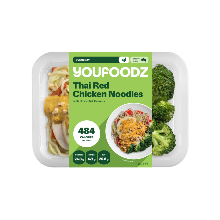 Thai Red Chicken Noodles with Broccoli & Peanuts | Youfoodz Meal ...