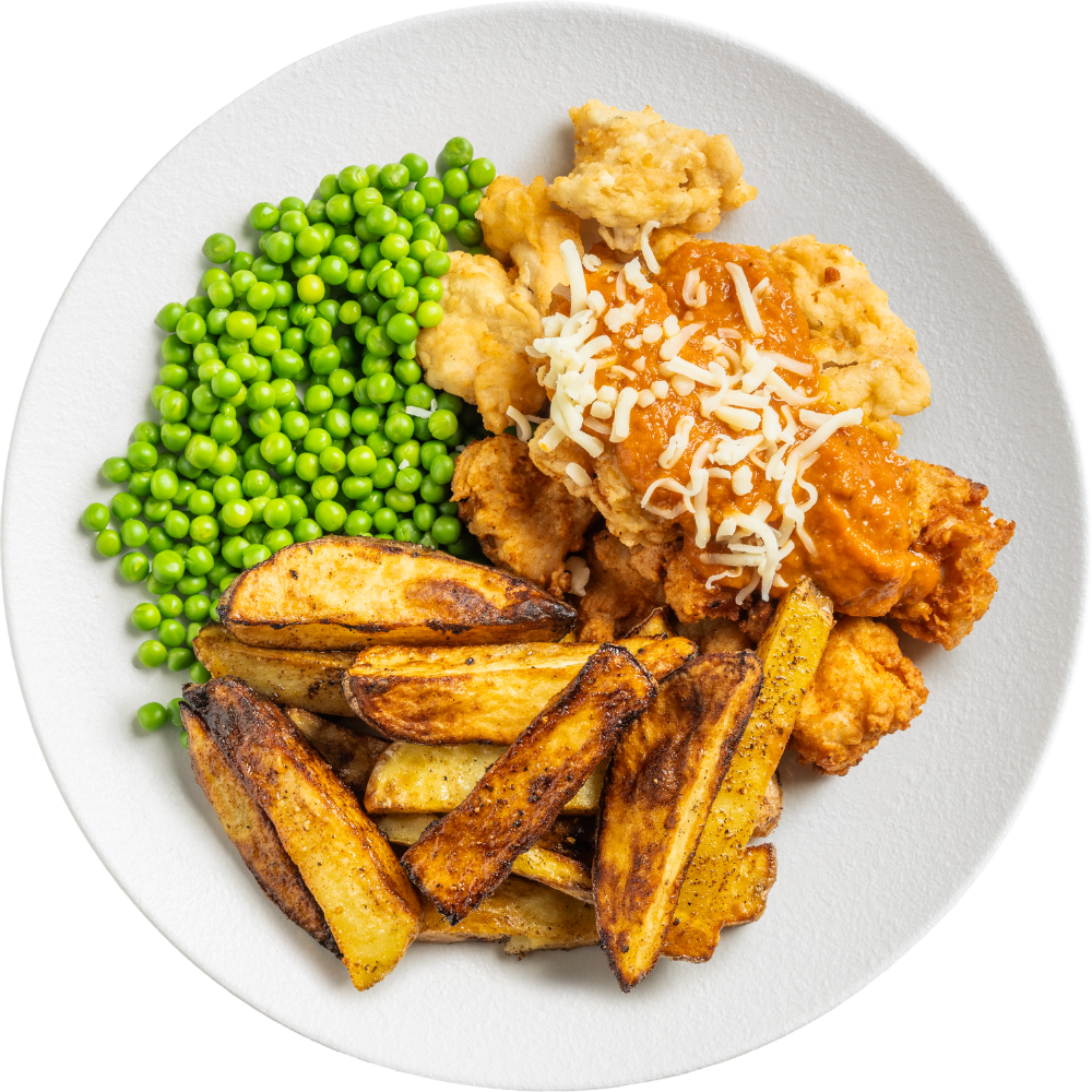 Chicken Parmigiana Bites with Chips & Veg | Youfoodz Meal Delivery ...