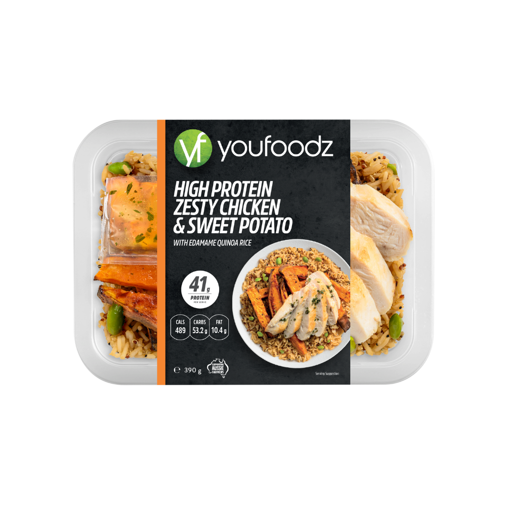 Zesty Chicken And Sweet Potato With Edamame Quinoa Rice Youfoodz Meal Delivery Youfoodz Care