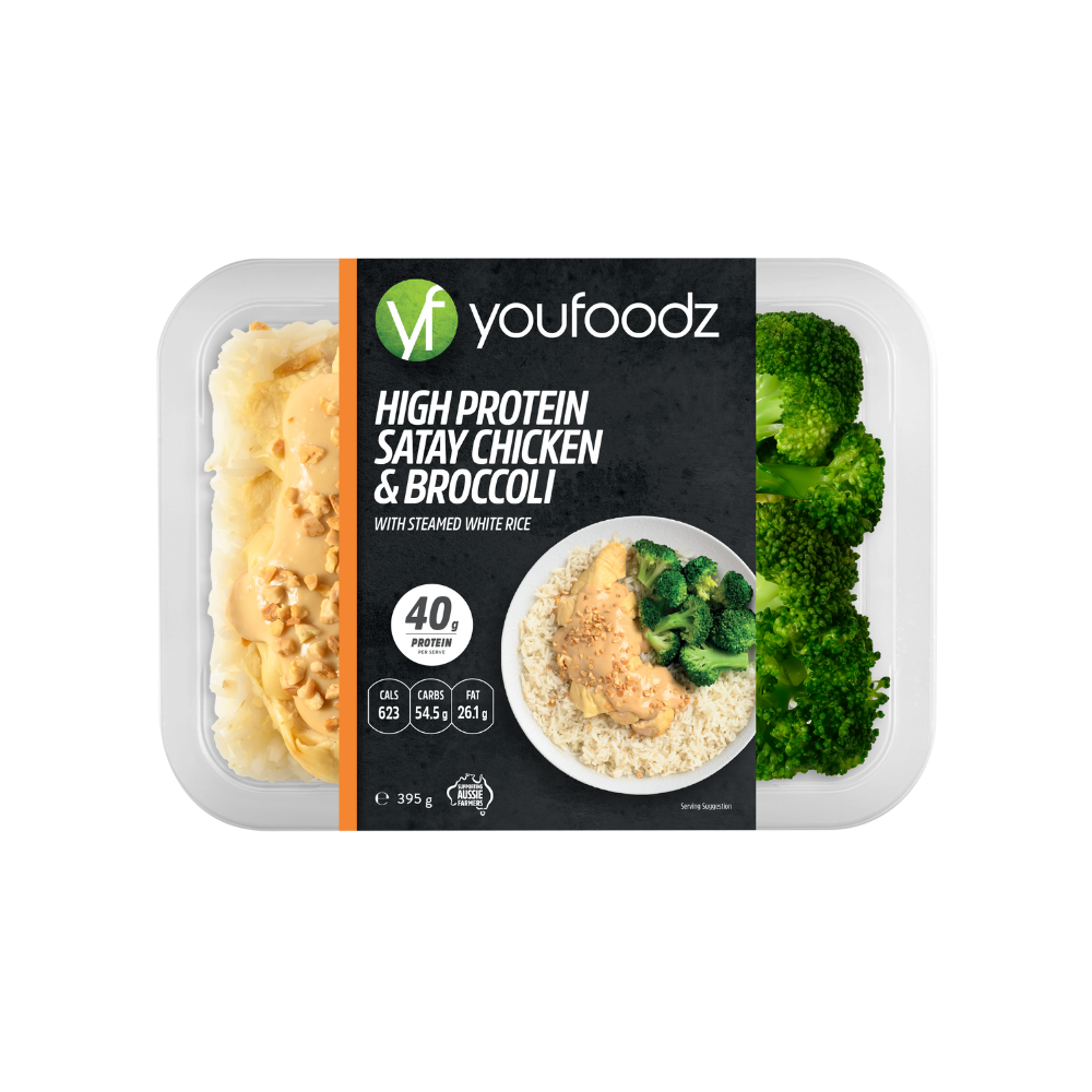 Satay Chicken & Broccoli with Steamed White Rice | Youfoodz Meal ...