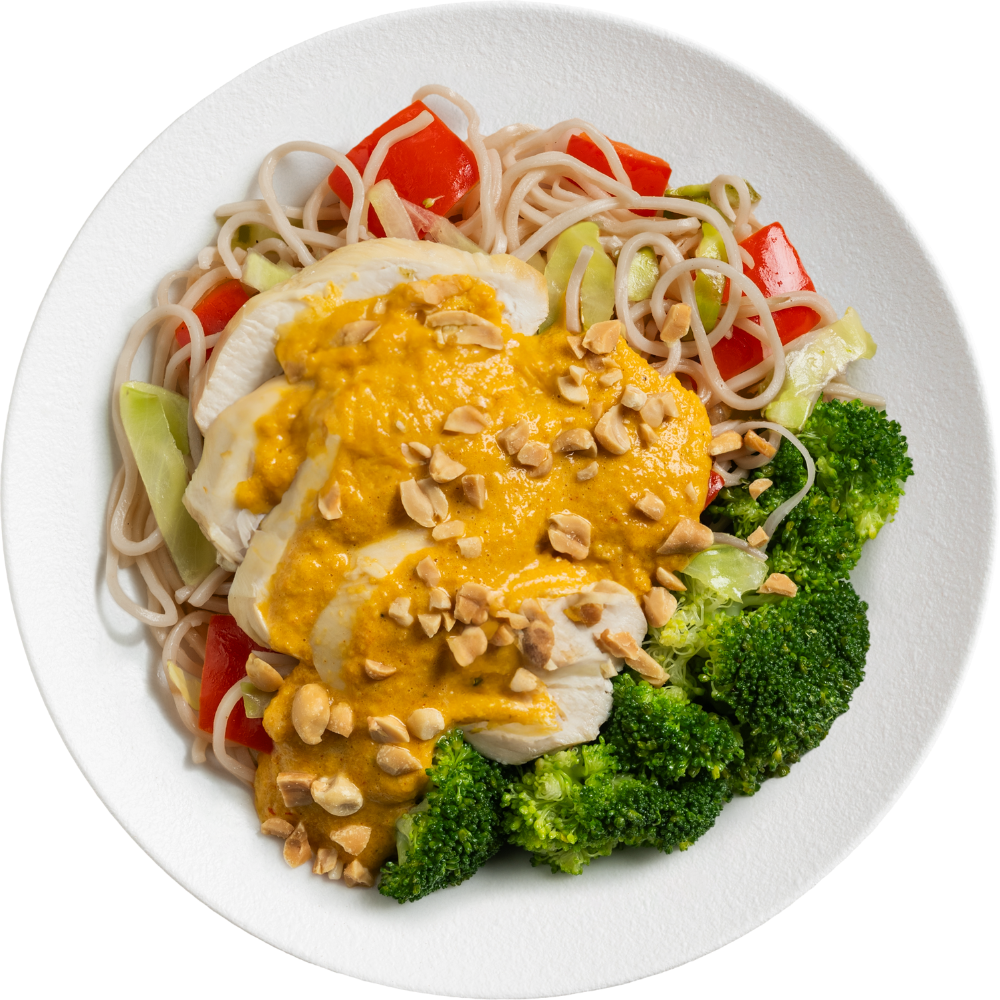 Thai Red Chicken Noodles with Broccoli & Peanuts | Youfoodz Meal ...