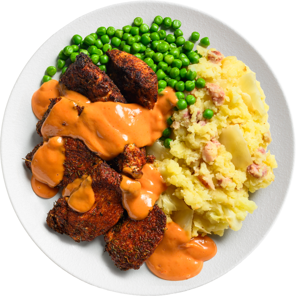 Spiced Chicken with Loaded Mash & Peas | Youfoodz Meal Delivery ...