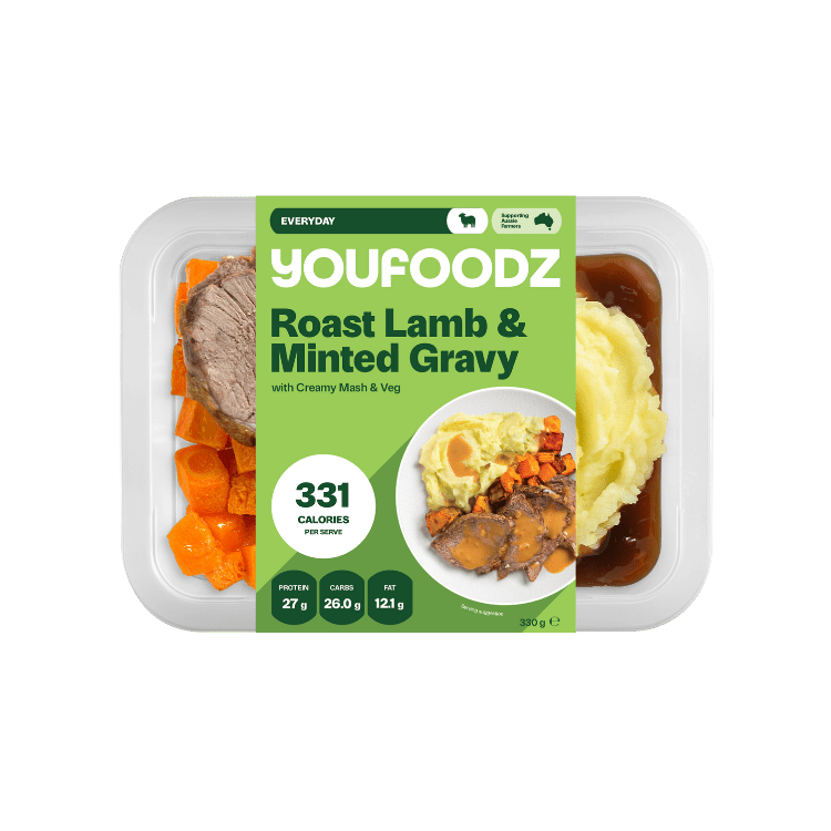 Roast Lamb & Minted Gravy with Creamy Mash & Veg | Youfoodz Meal ...