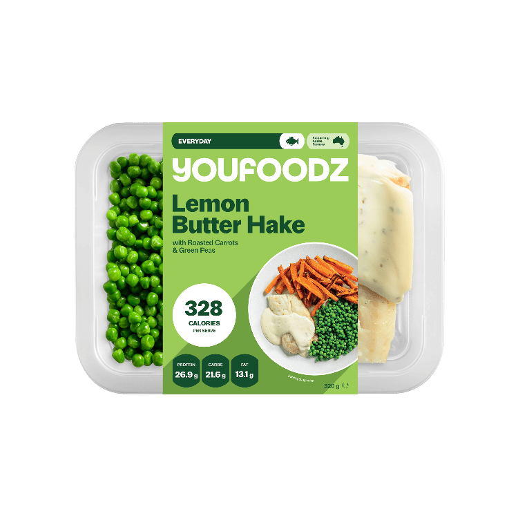 Lemon Butter Hake with Roasted Carrots & Green Peas | Youfoodz Meal ...