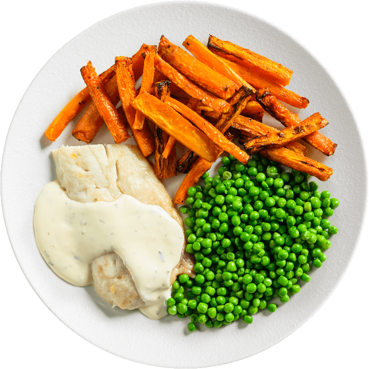 Lemon Butter Hake with Roasted Carrots & Green Peas | Youfoodz Meal ...