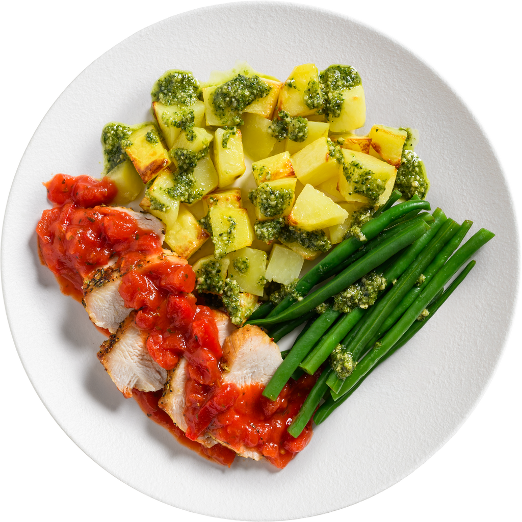 Greek Chicken with Zesty Potatoes & Beans | Youfoodz Meal Delivery ...