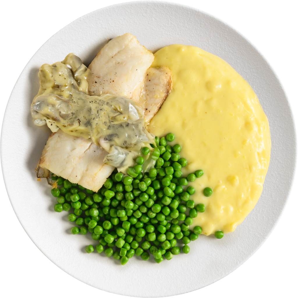 Creamy Mushroom Baked Hake with Mash & Peas | Youfoodz Meal Delivery ...