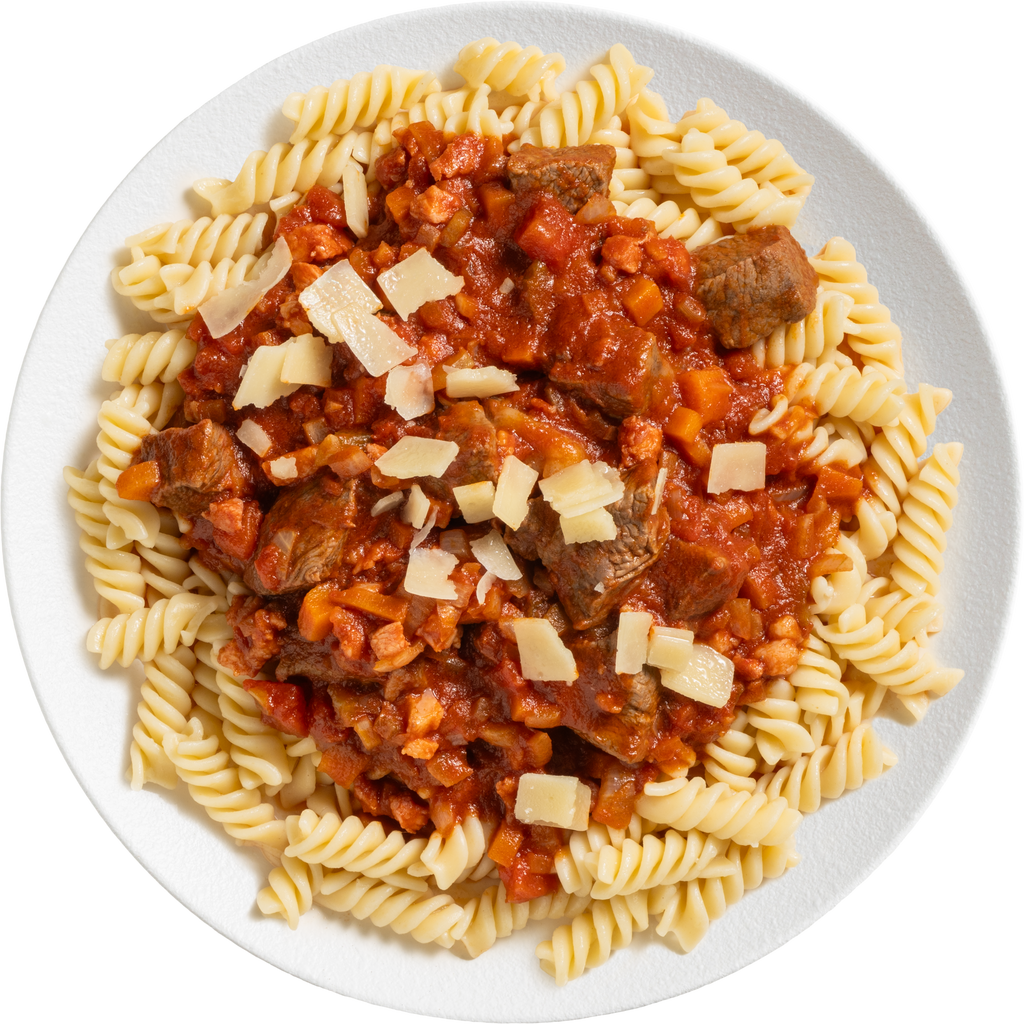 Pork & Beef Ragout with High Protein Fusilli & Parmesan Cheese ...